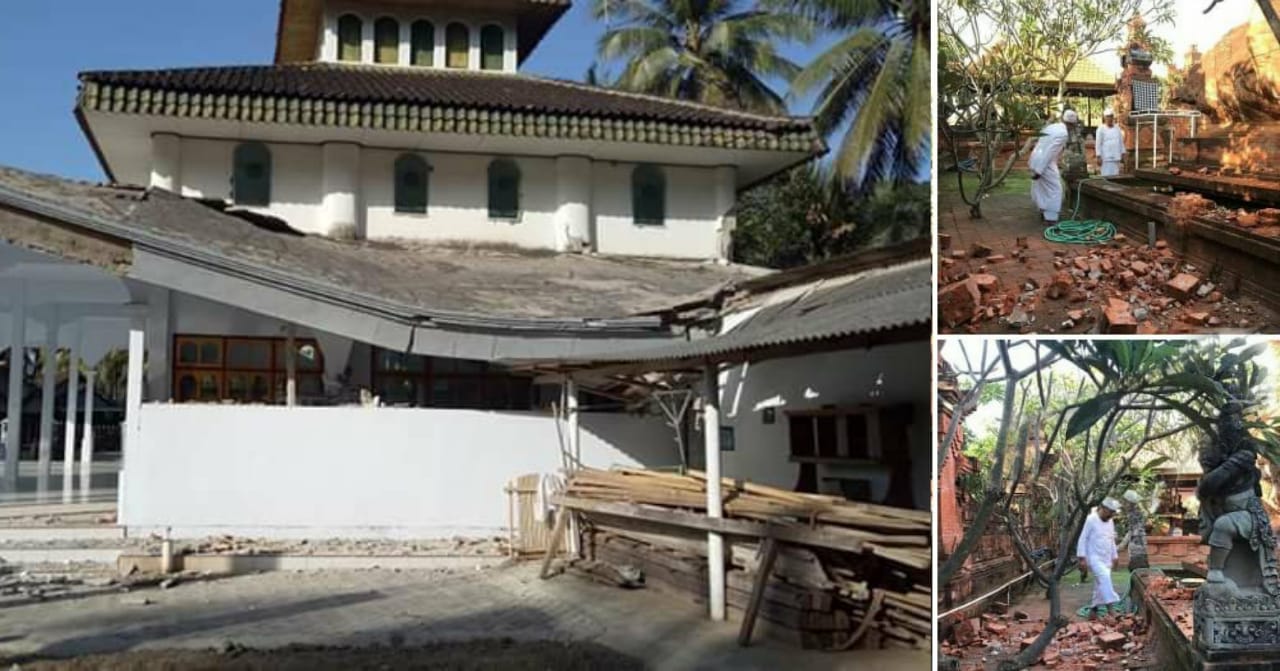 Pura hingga Masjid Dilaporkan Rusak Akibat Gempa Bali - WartaBromo